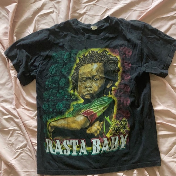 Shirts | Vintage Rasta Baby Tshirt Artwork By Jamaican Artist Ras Daniel Heartman | Poshmark